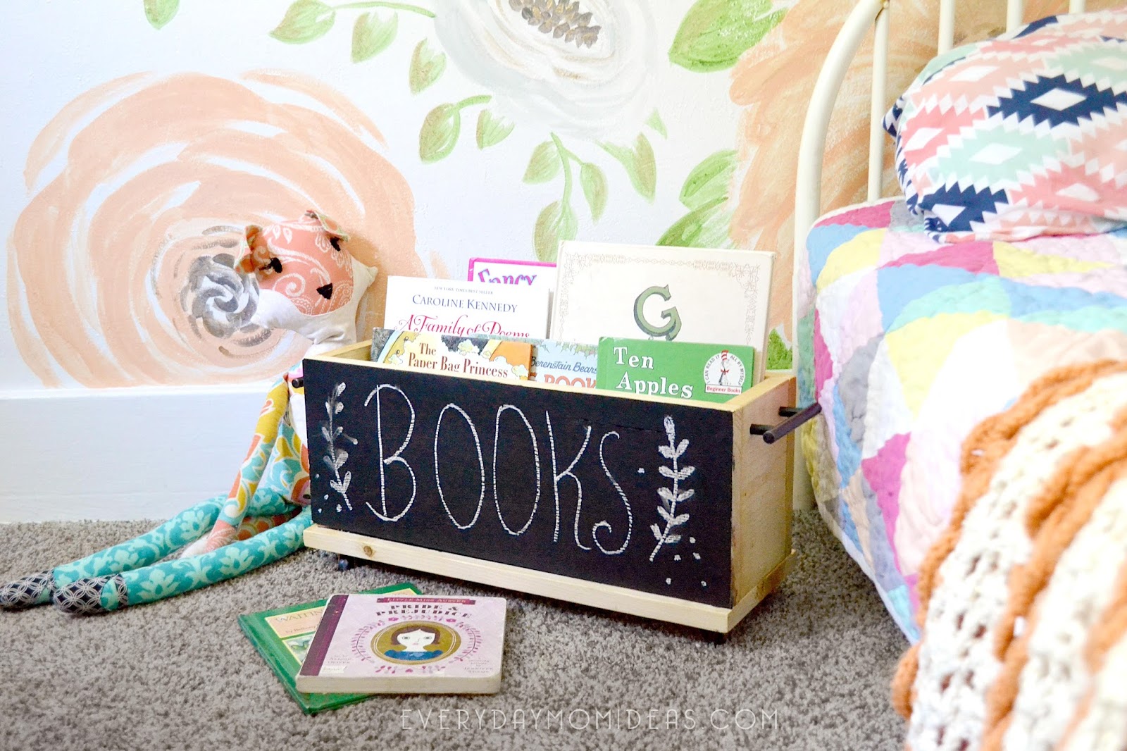 Chalkboard Book Organizer On Wheels (Easy DIY Wood Project) – House of ...